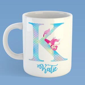Mermaid Alphabet Initial Mug, Mermaid Mug, Mermaid Lovers Gift ...