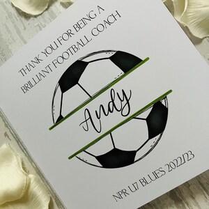 Personalised Football Coach Card, Thank You Card, Football Manager Card ...