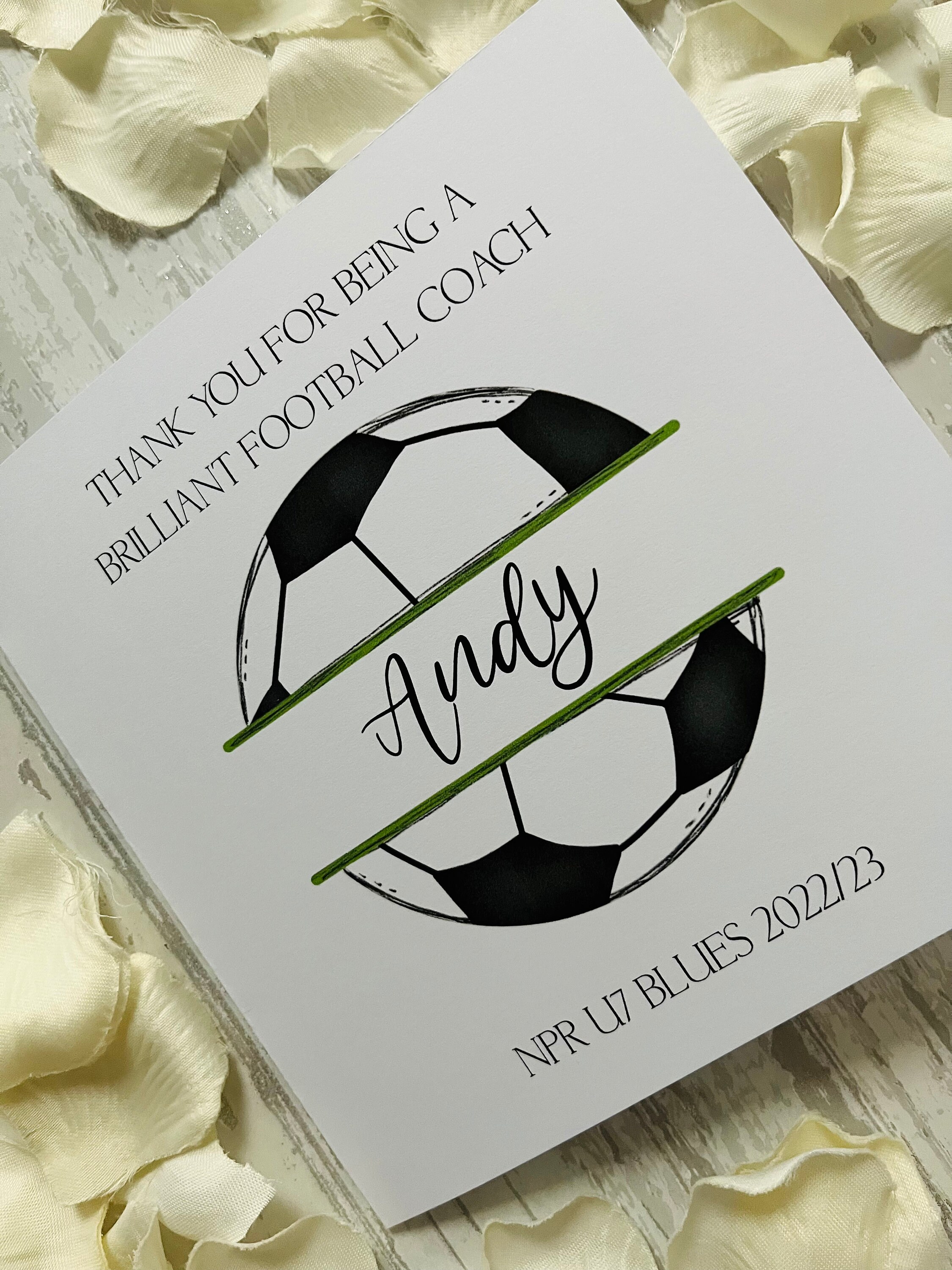 Personalised Football Coach Card Thank You Card Football - Etsy UK