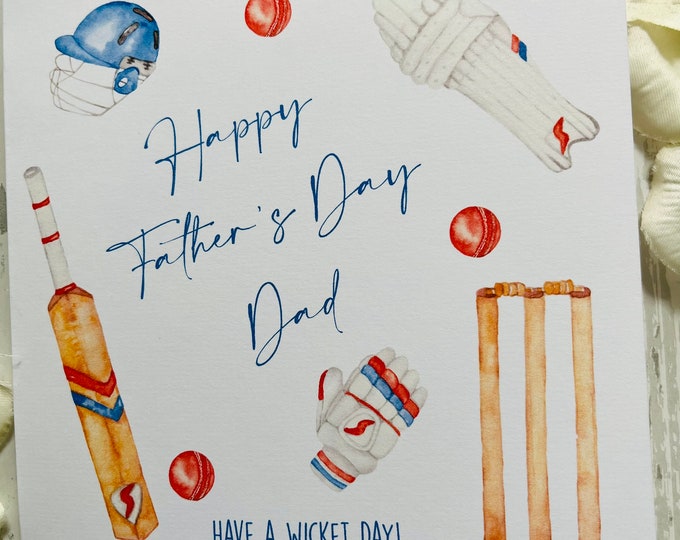 Personalised Cricket Father's Day Card, Cricket Birthday Card, Daddy ...