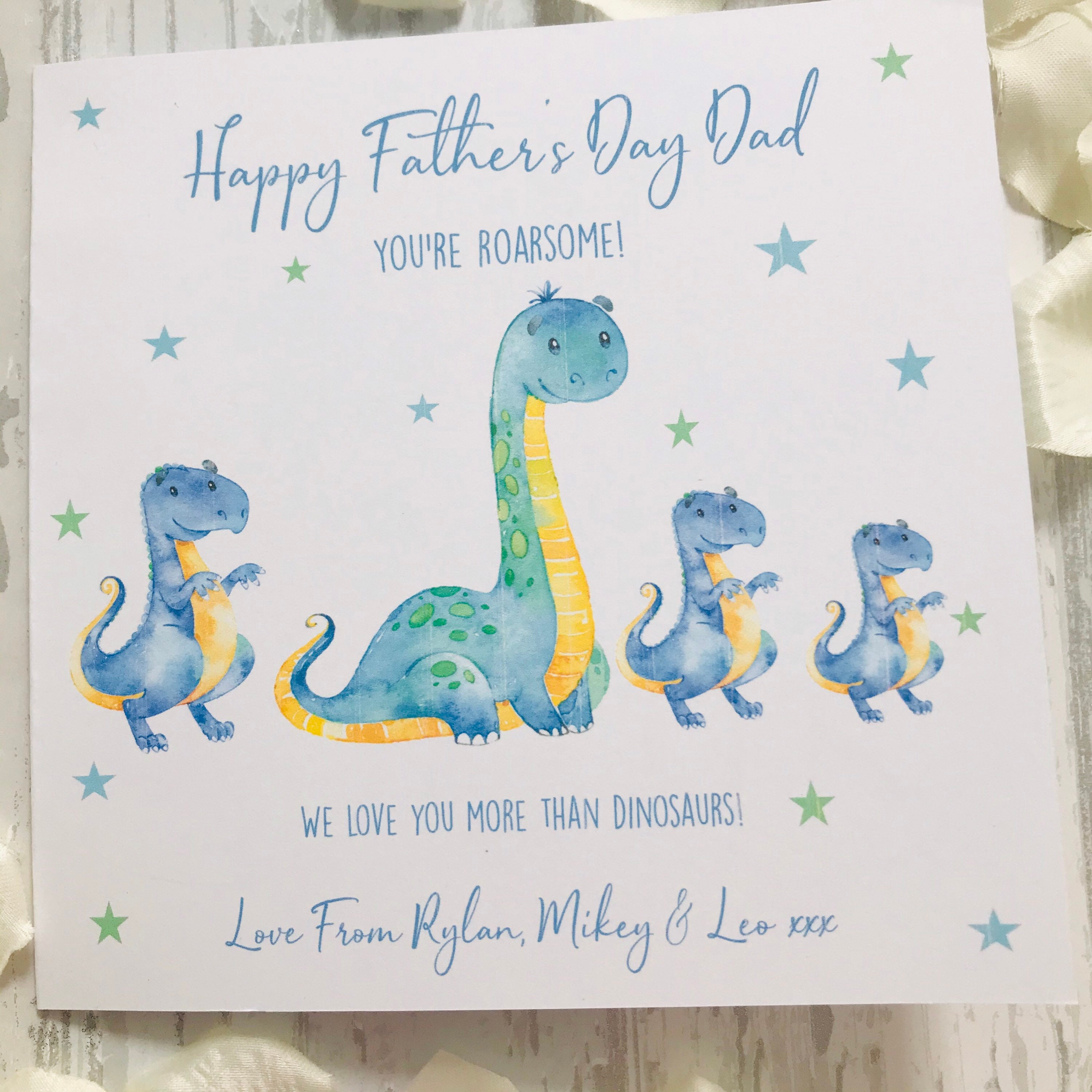 Dinosaur Fathers Day Card Personalised Father's Day Card | Etsy