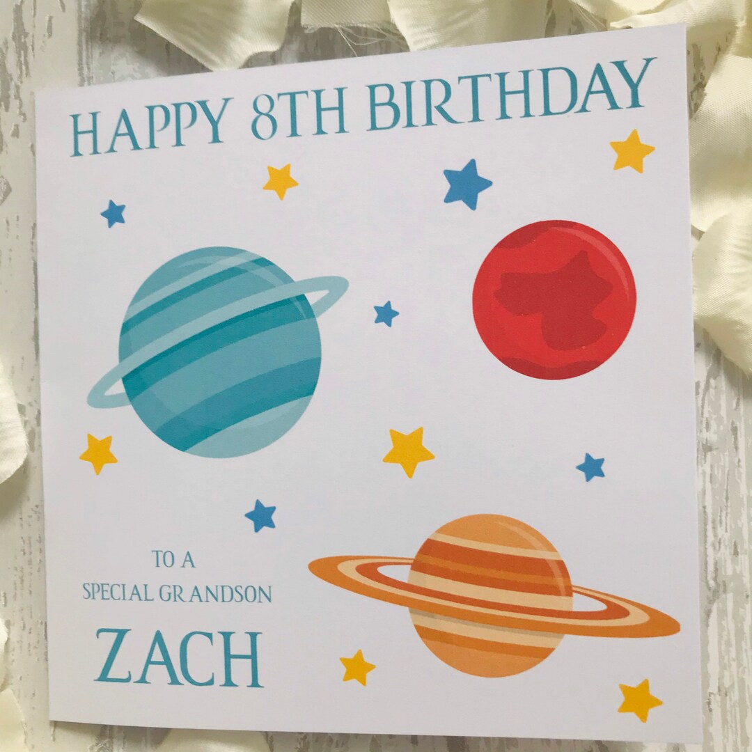 Personalised Planets Card, Planets Birthday Card, Birthday Boy Card ...