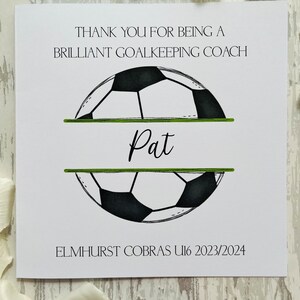 Personalised Football Coach Card, Thank You Card, Football Manager Card ...