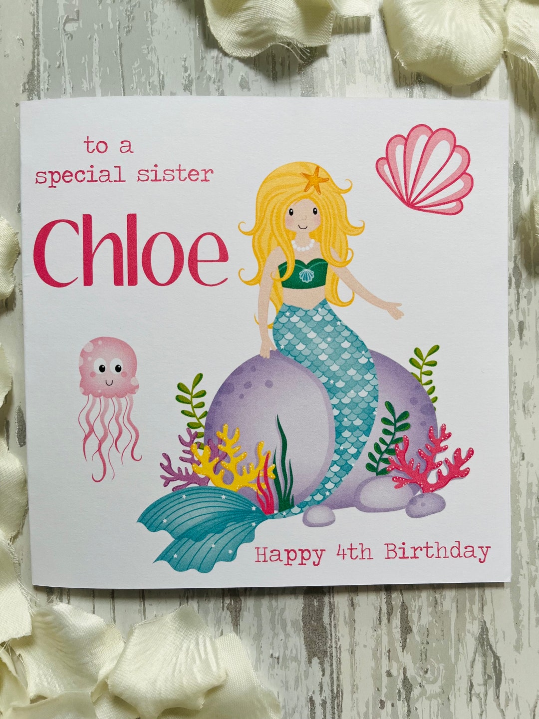 Personalised Handmade Mermaid Card, Girl Birthday Card, Mermaid ...