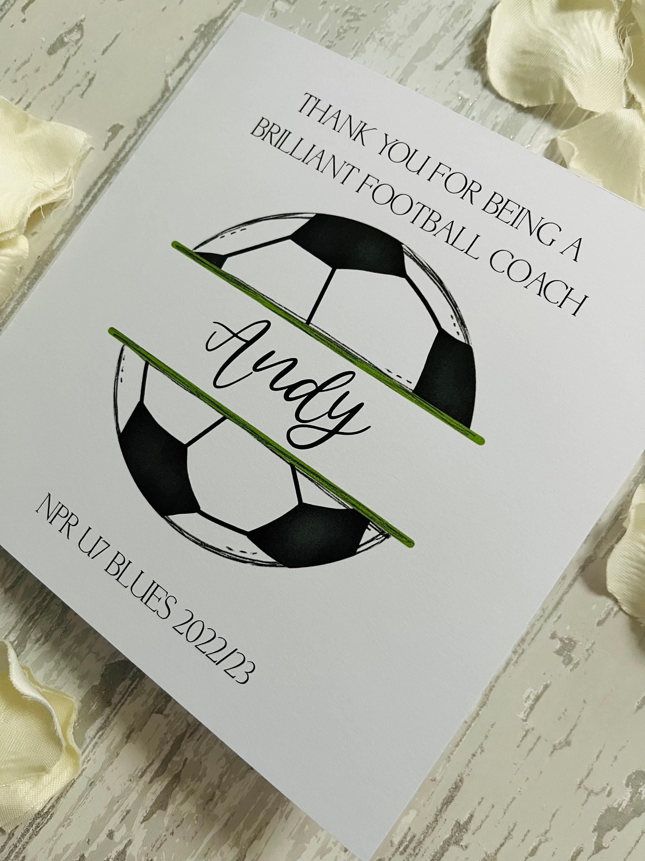 Personalised Football Coach Card, Thank You Card, Football Manager Card ...