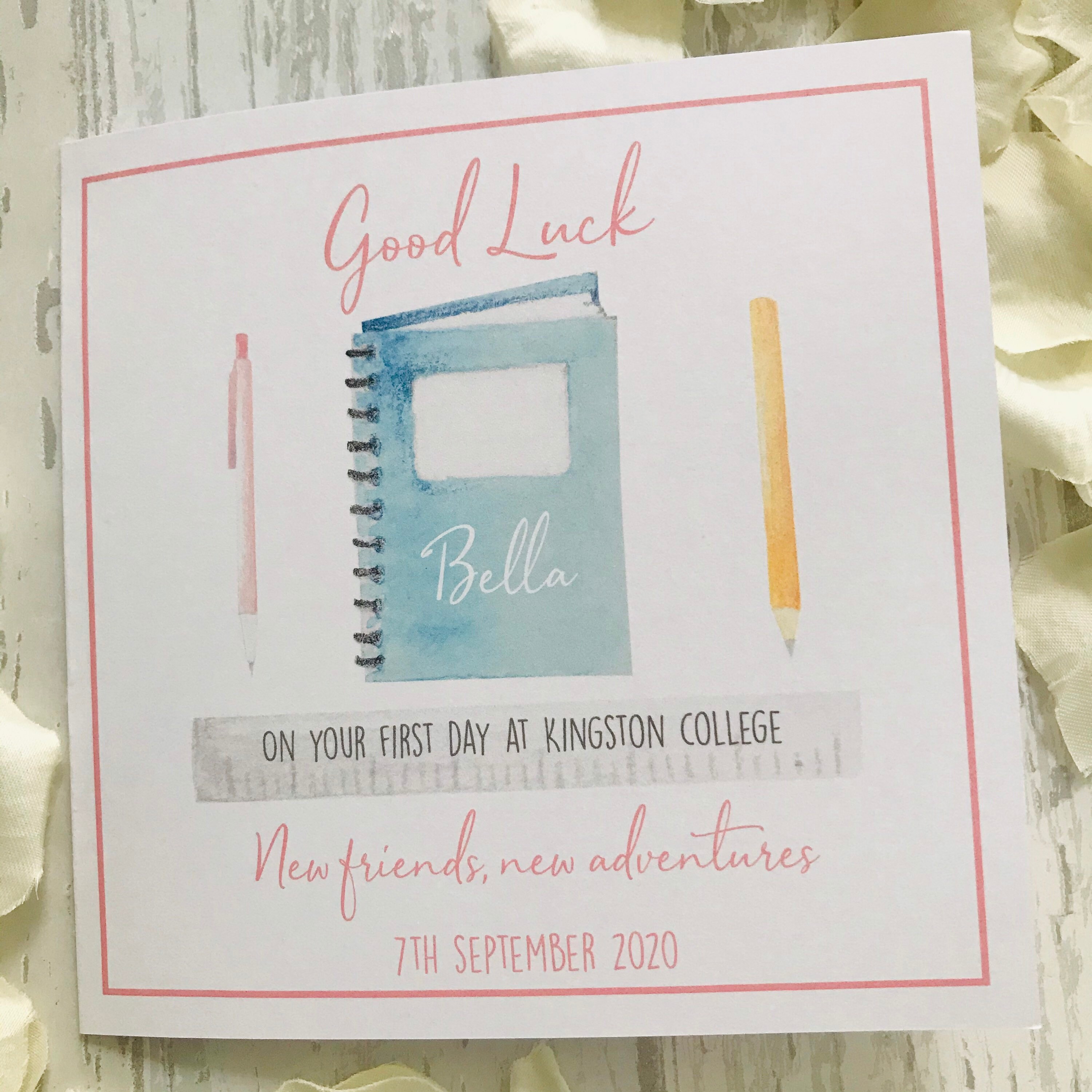 Personalised New College School Card First Day at School - Etsy Ireland