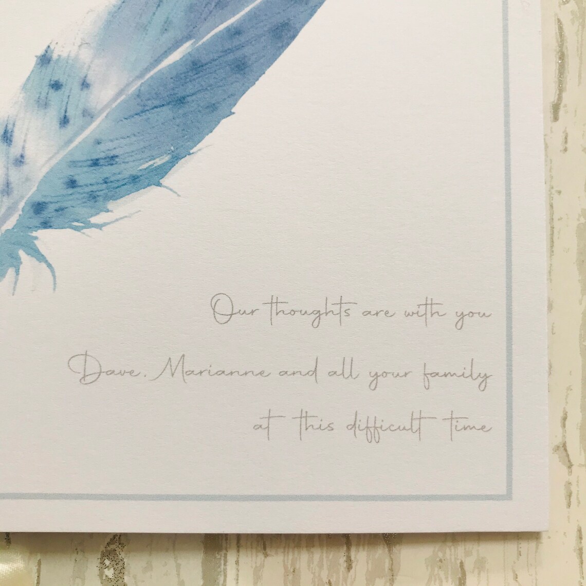 Personalised Sympathy Card Feather Card Condolence Remembering | Etsy UK