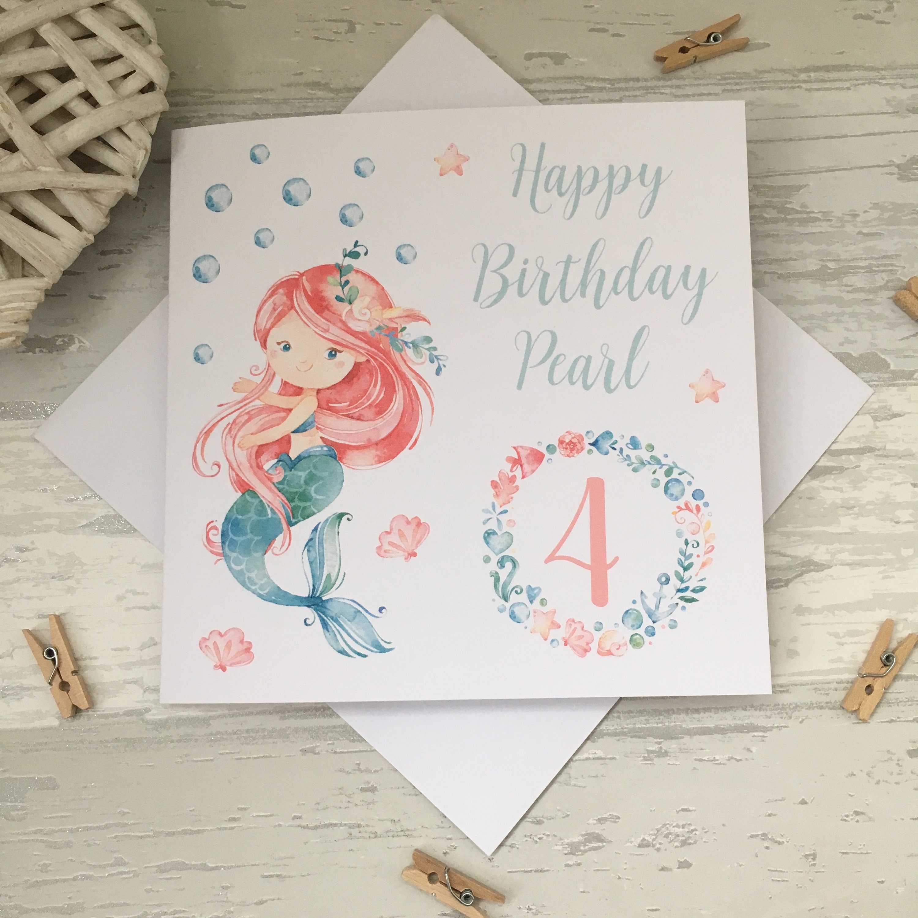 Personalised Handmade Mermaid Card Girl Birthday Card - Etsy UK