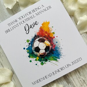 Personalised Football Coach Card, Thank You Card, Football Manager Card ...