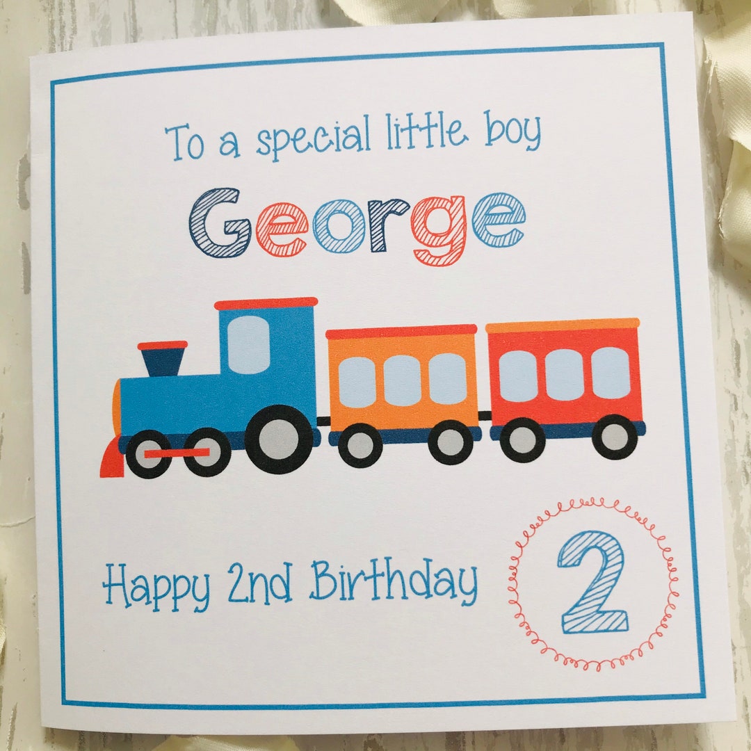 Personalised Train Card, Train Birthday Card, Birthday Boy Card, Son ...