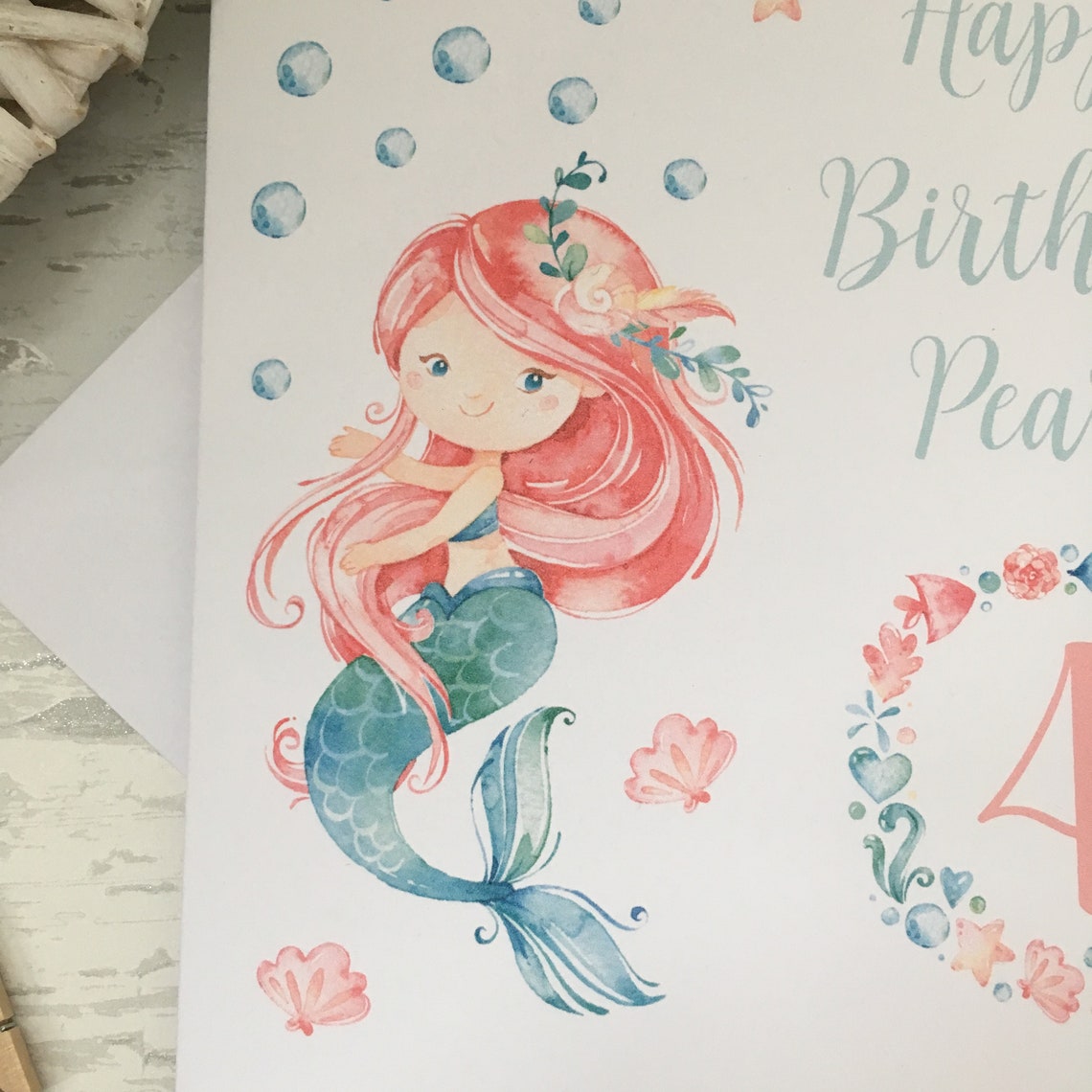 Personalised Handmade Mermaid Card Girl Birthday Card | Etsy UK