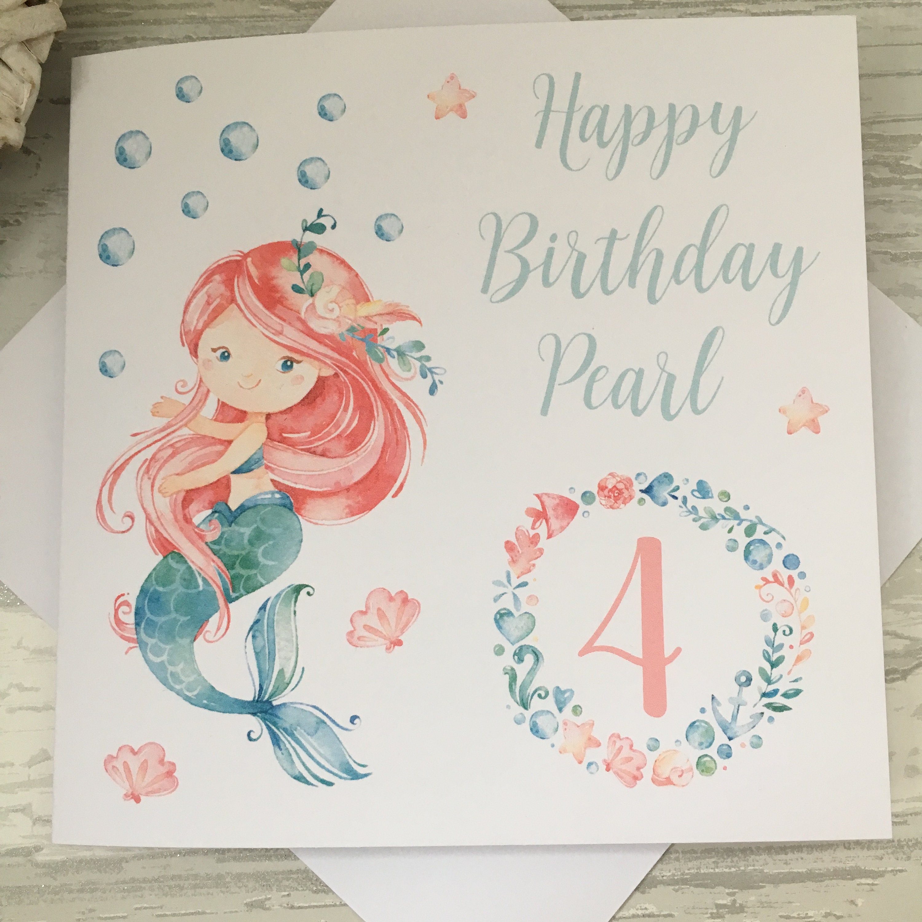 Personalised Handmade Mermaid Card Girl Birthday Card - Etsy UK