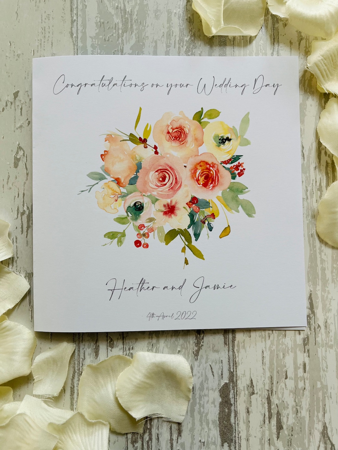 Personalised Wedding Congratulations Card Blush Flowers - Etsy