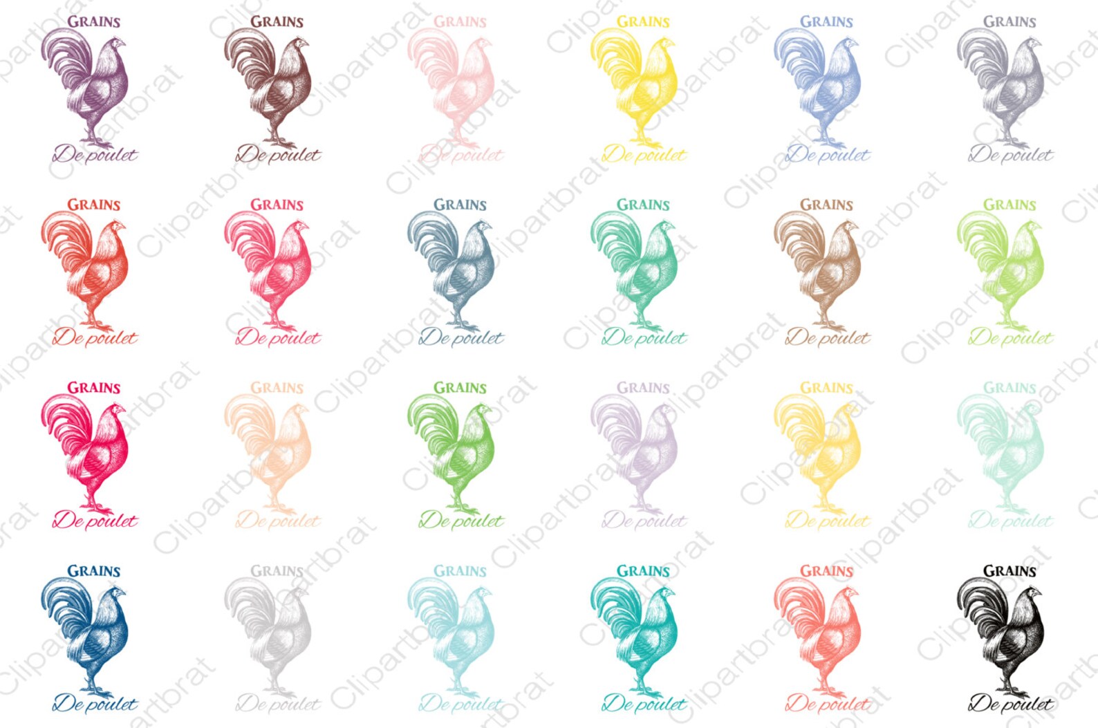 FRENCH ROOSTER CLIPART for Commercial Use Rustic Farm Animal - Etsy