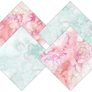 MINT & PEACH WATERCOLOR Digital Paper Pack Commercial Use - Etsy
