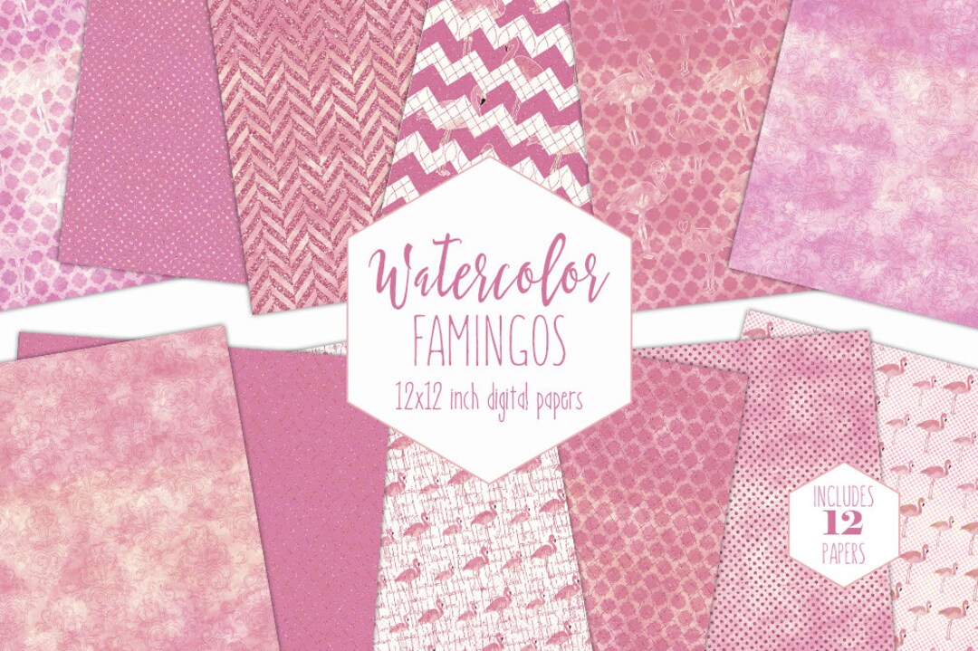 MAUVE PINK FLAMINGO Digital Paper Pack Commercial Use Backgrounds ...