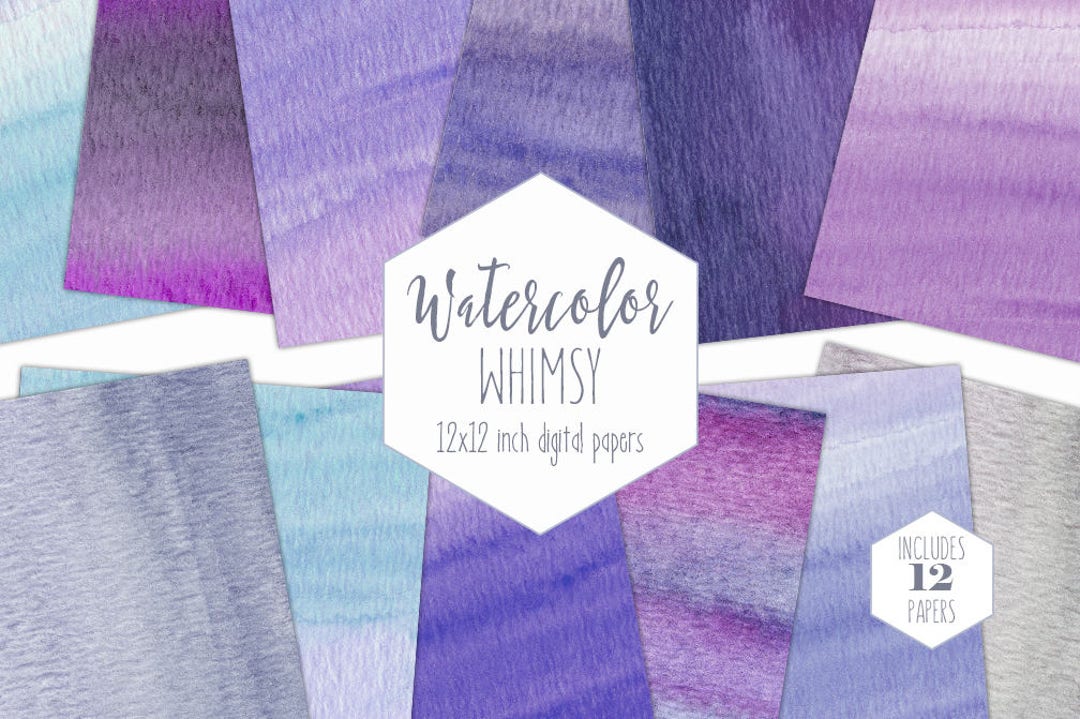 PURPLE WATERCOLOR Digital Paper Pack Commercial Use - Etsy