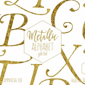 GOLD FOIL ALPHABET Clipart for Commercial Use Wedding Monogram Letters ...