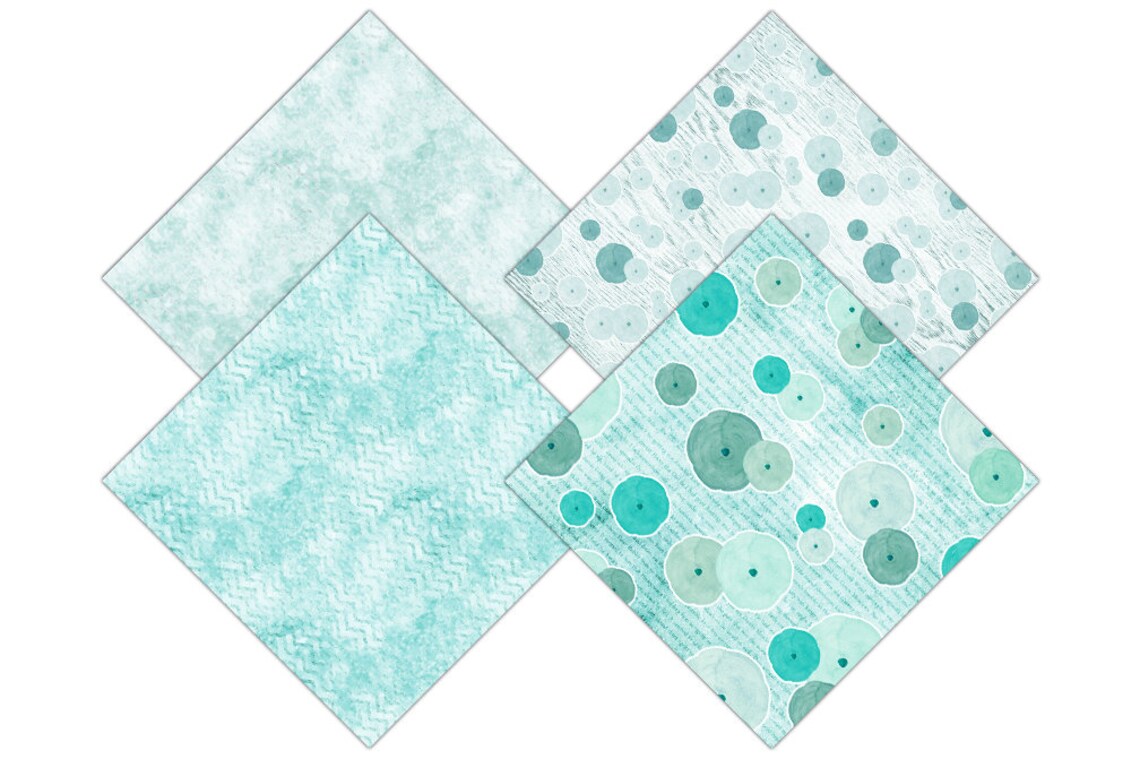 AQUA WATERCOLOR FLOWERS Digital Paper Pack Commercial Use | Etsy