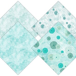 AQUA WATERCOLOR FLOWERS Digital Paper Pack Commercial Use - Etsy