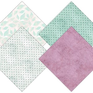 PURPLE & MINT FLORAL Digital Paper Pack Commercial Use Flower - Etsy