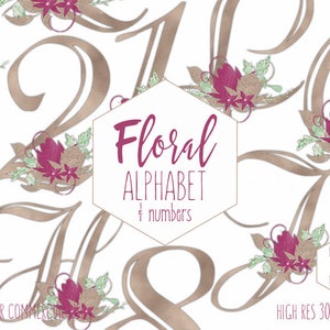 ROSE GOLD FLORAL Alphabet Clipart for Commercial Use Burgundy - Etsy Canada