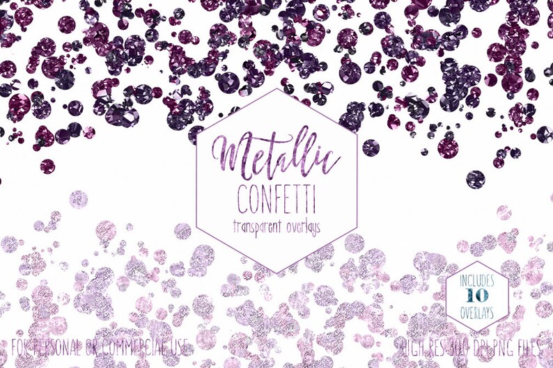 PURPLE CONFETTI BORDER Clipart for Commercial Use Clip Art - Etsy