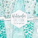 AQUA WATERCOLOR FLOWERS Digital Paper Pack Commercial Use | Etsy