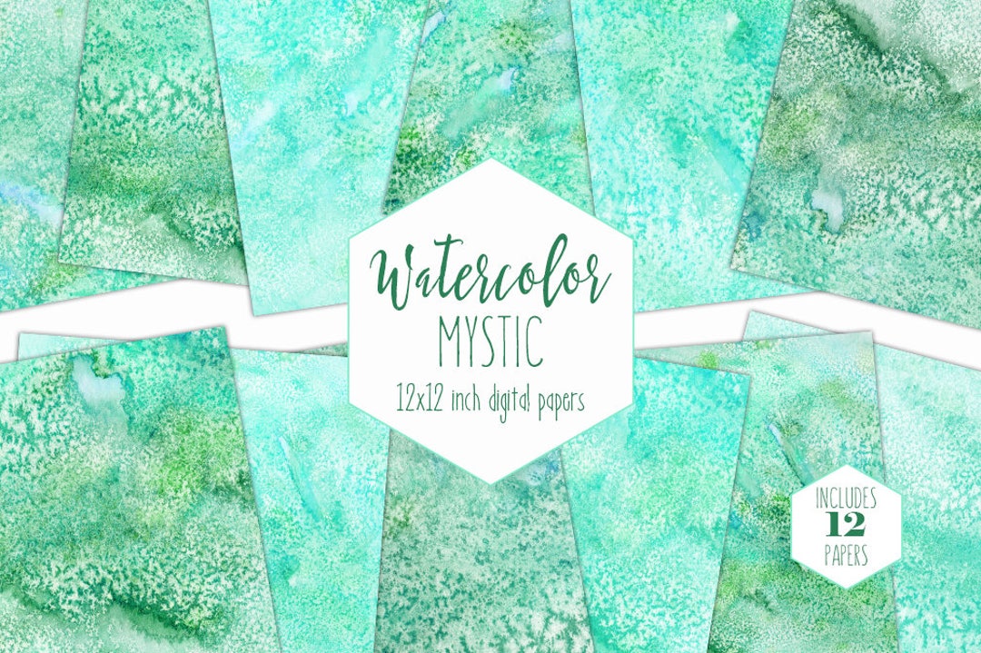 AQUA WATERCOLOR Digital Paper Pack Commercial Use Teal Ocean - Etsy