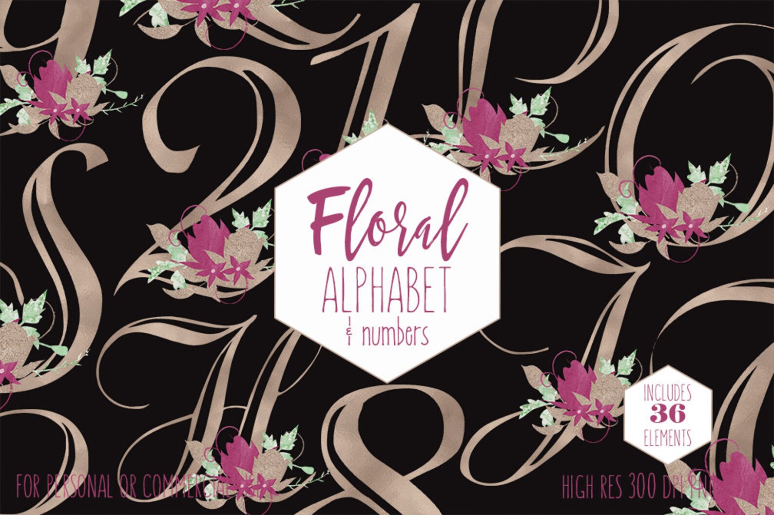 ROSE GOLD FLORAL Alphabet Clipart for Commercial Use Burgundy - Etsy Canada