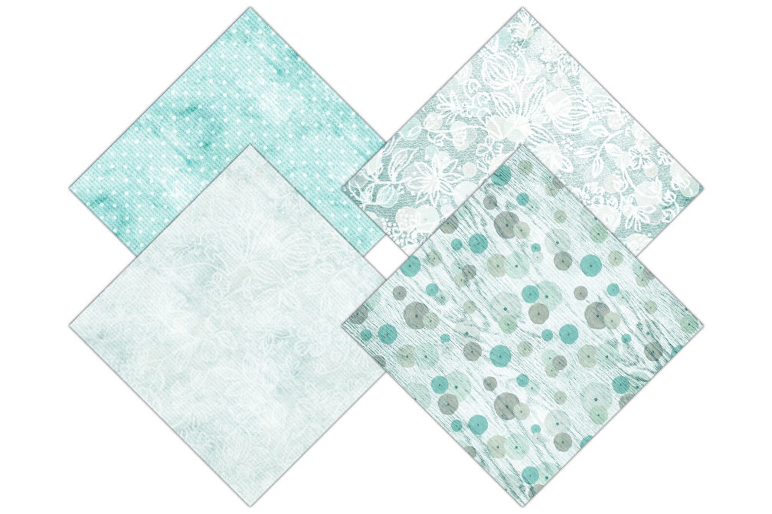 AQUA WATERCOLOR FLOWERS Digital Paper Pack Commercial Use | Etsy