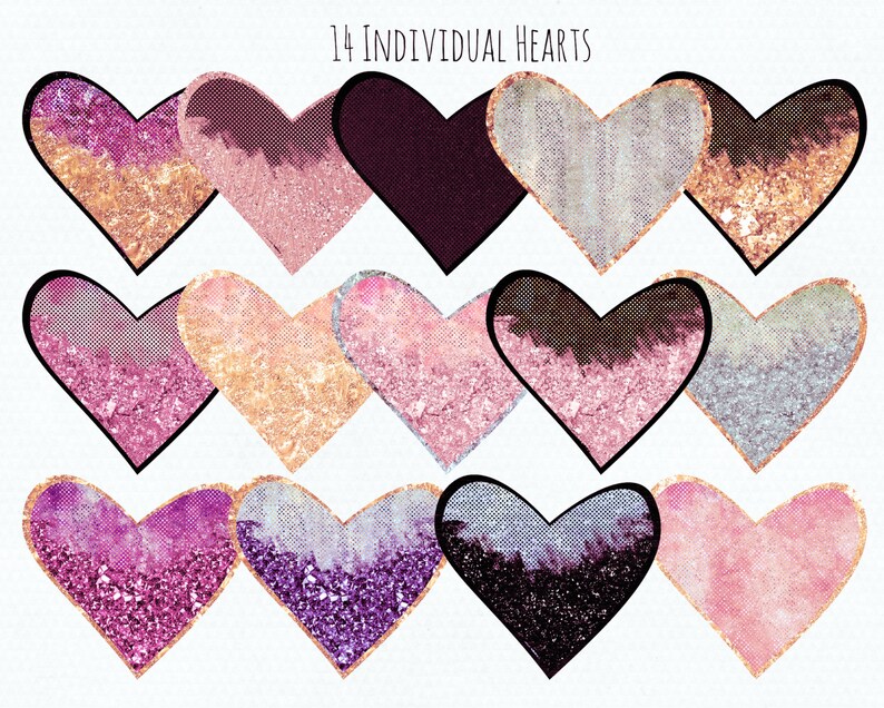 GOLD HEARTS GLITTER Clipart Commercial Use Clip Art True Love - Etsy