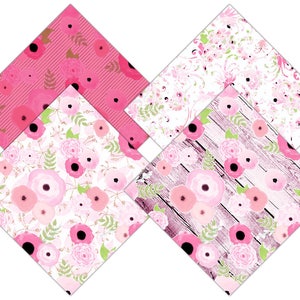 PINK FLORAL WATERCOLOR Digital Paper Pack Commercial Use Rose - Etsy