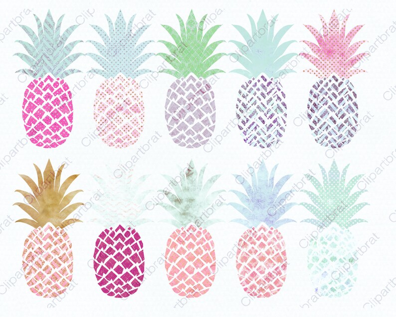 WATERCOLOUR PINEAPPLE CLIPART Commercial Use Clip Art Fun - Etsy