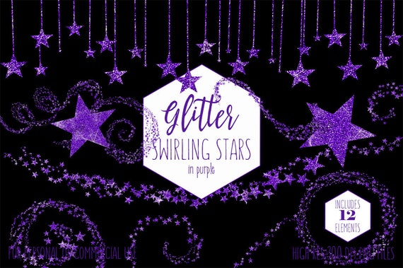 Purple Glitter Stars