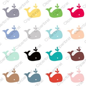 CUTE WHALE CLIPART for Commercial Use Kids Clip Art Nautical Ocean ...