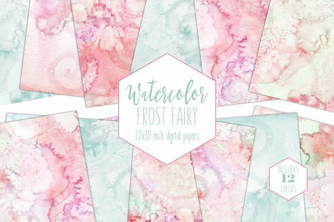 MINT & PEACH WATERCOLOR Digital Paper Pack Commercial Use - Etsy