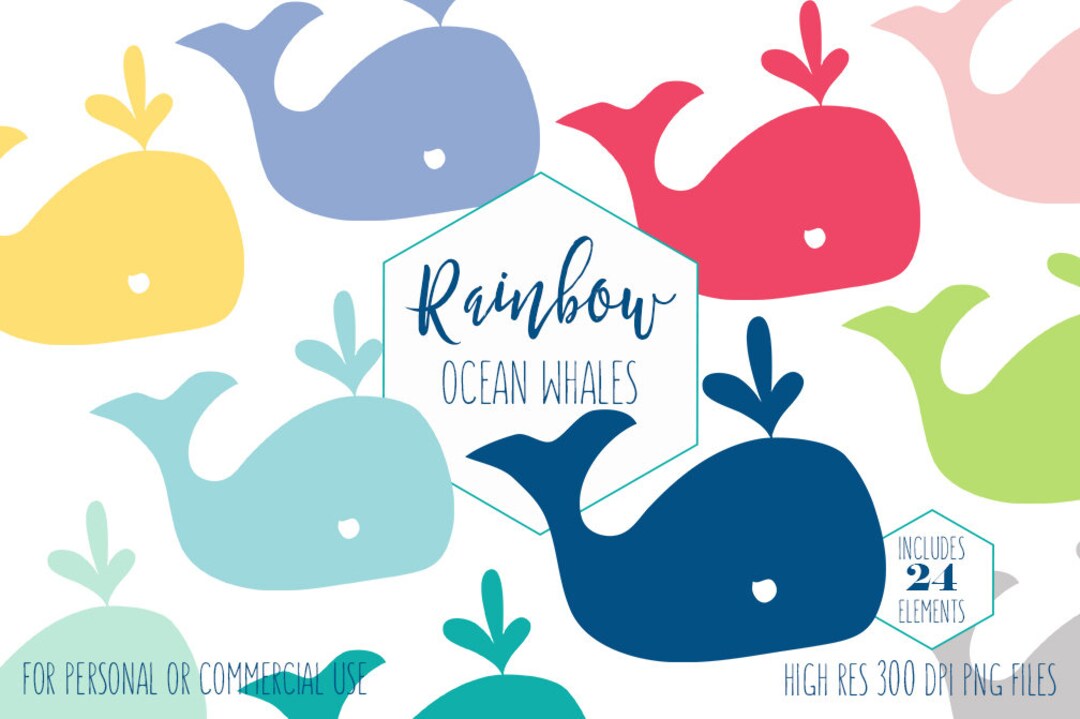 CUTE WHALE CLIPART for Commercial Use Kids Clip Art Nautical Ocean ...