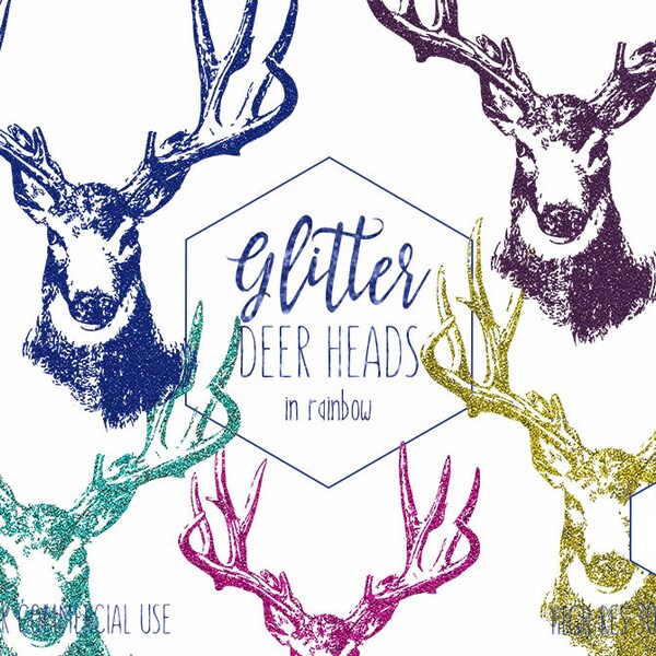 Glitter Deer Head - Etsy