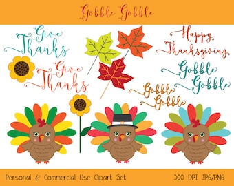 Thanksgiving Clipart Fall Clip Art Turkey Clipart Autumn - Etsy