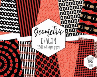 Chinese Red Pattern Digital Paper Asian Red Digital Paper - Etsy