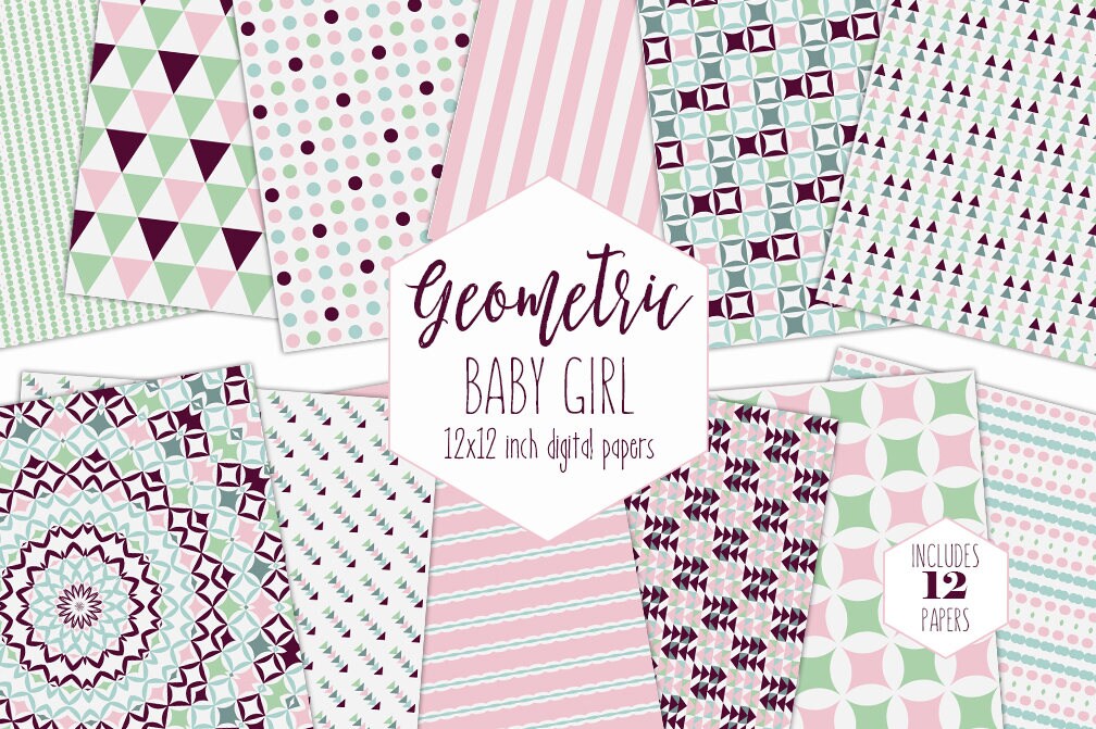 Kits & How To planner Baby Flowers Digital Paper chevron Blush ...