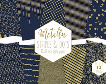 Navy Blue and Gold Digital Seamless Pattern Pack Digital - Etsy