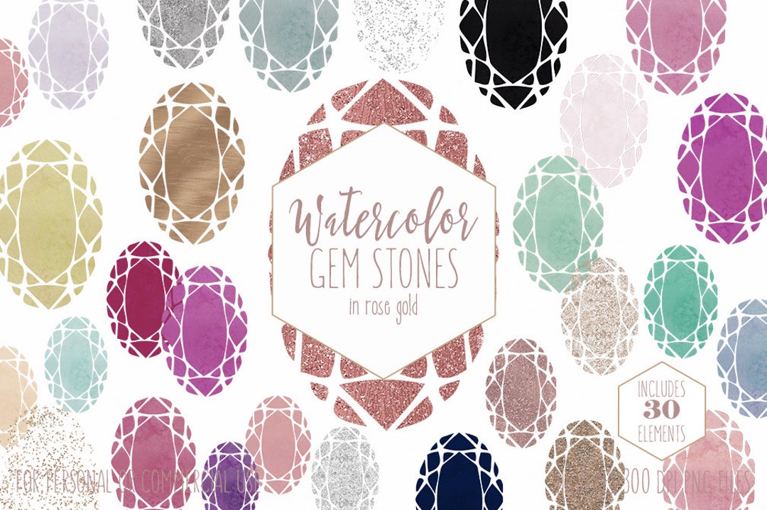 ROSE GOLD METALLIC Gems Clipart Commercial Use Clip Art - Etsy