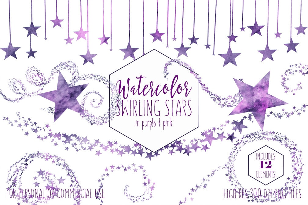 Embellishments Card Making & Stationery Watercolor pink star clip art ...