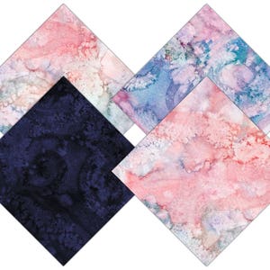 PINK & NAVY BLUE Watercolor Digital Paper Pack Commercial Use ...