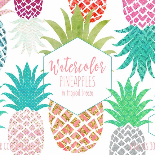 WATERCOLOUR PINEAPPLE CLIPART Commercial Use Clip Art Fun - Etsy