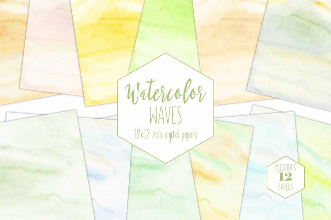 YELLOW WATERCOLOR Digital Paper Pack Commercial Use Pastel Backgrounds ...