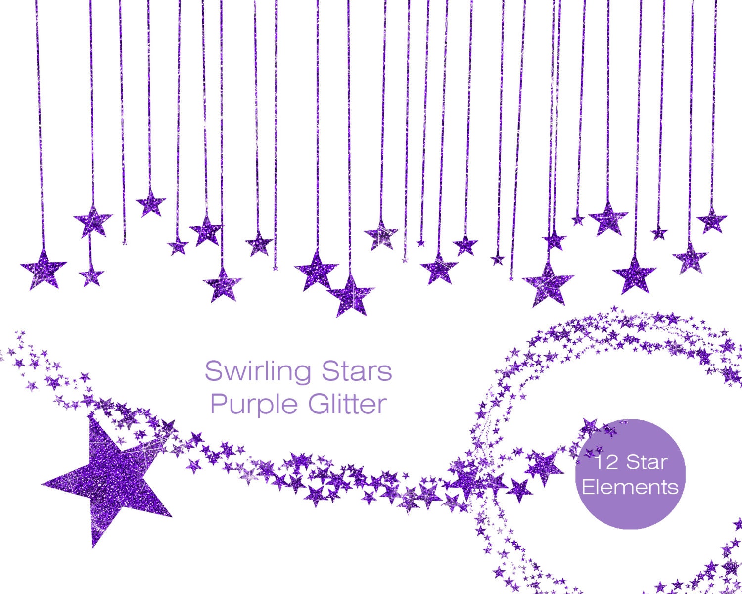Purple Glitter Stars