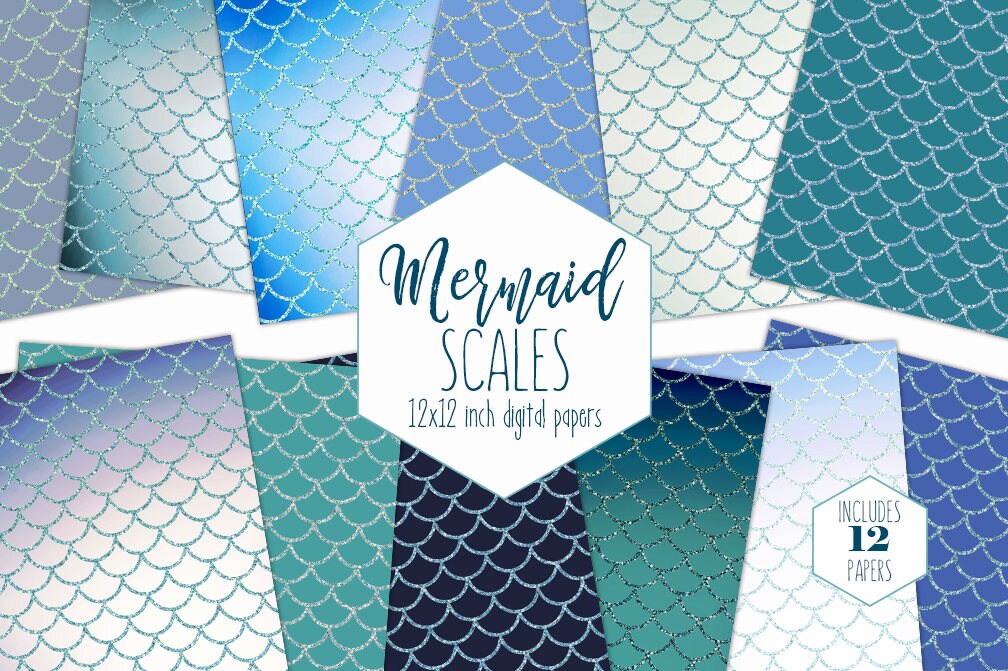 NAVY BLUE MERMAID Scale Digital Paper Pack Ocean Backgrounds | Etsy
